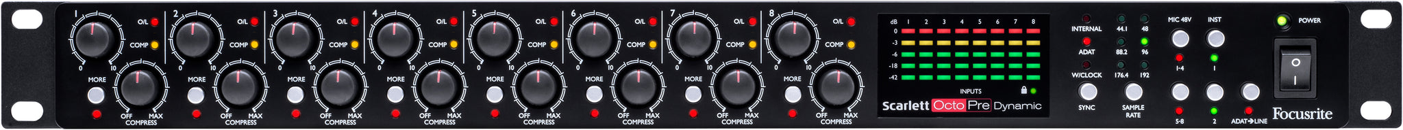 Focusrite Scarlett OctoPre Dynamic Eight-Channel Mic Pre With A-D/D-A ...
